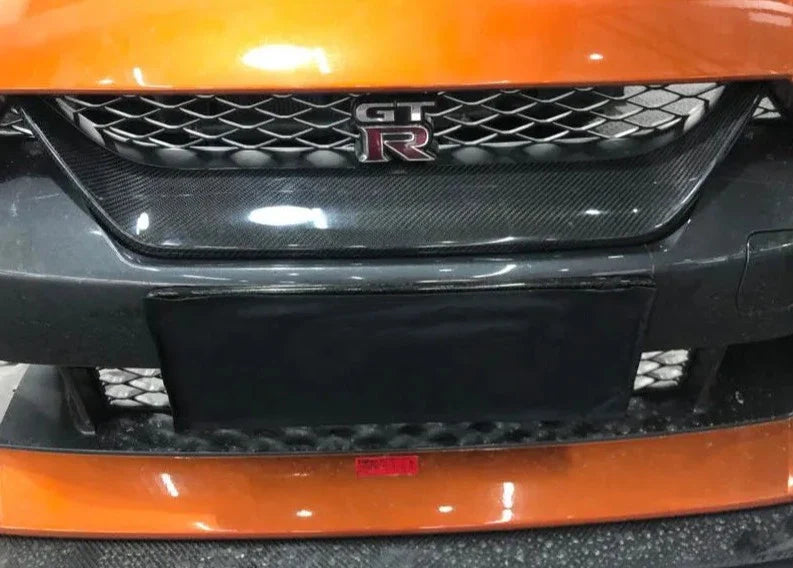 Carbon Fiber Front Grill Trim Cover - Nissan R35 GTR (Style 2)